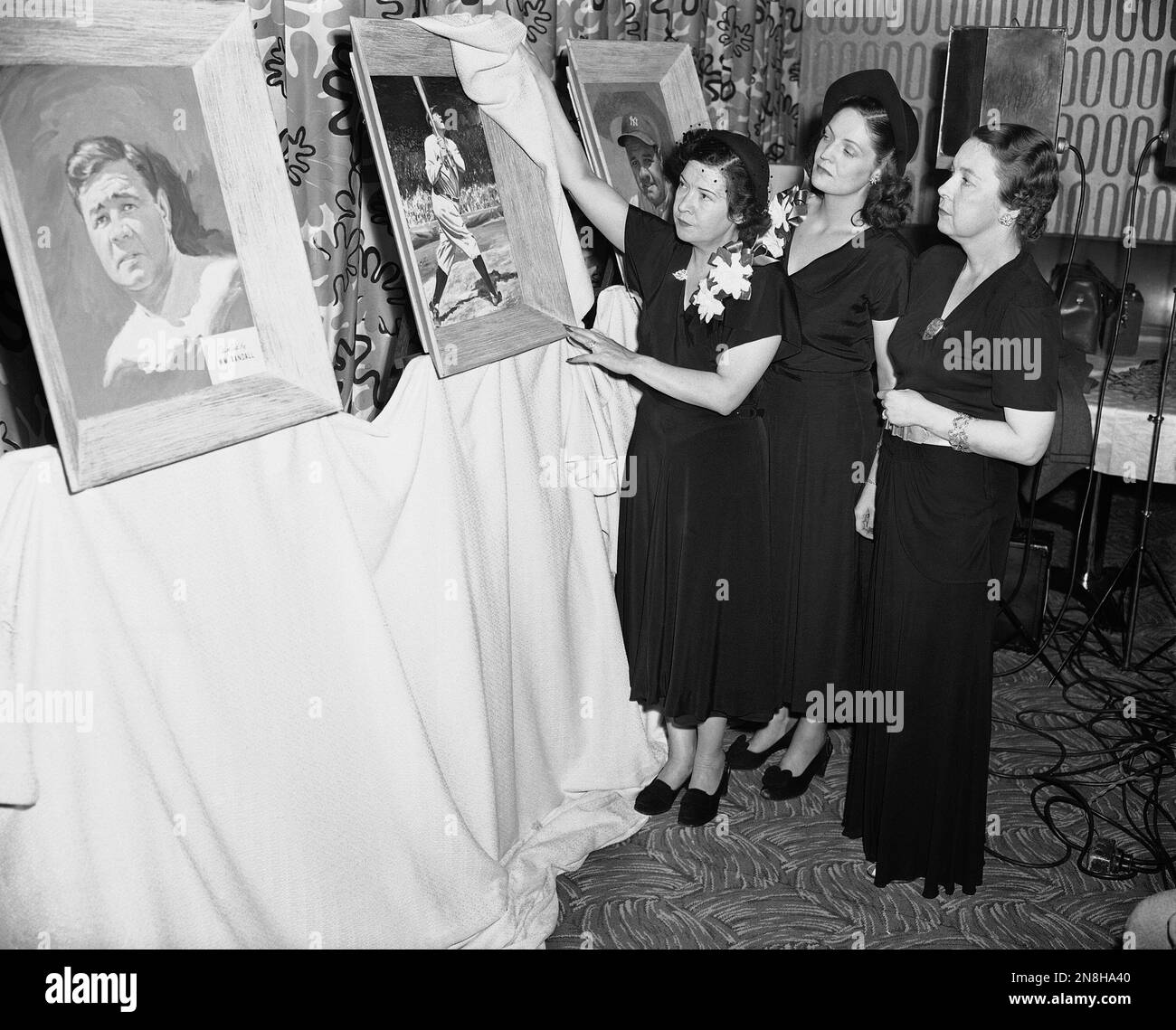 Claire Ruth, widow of Babe Ruth, unveils paintings of the famed ...