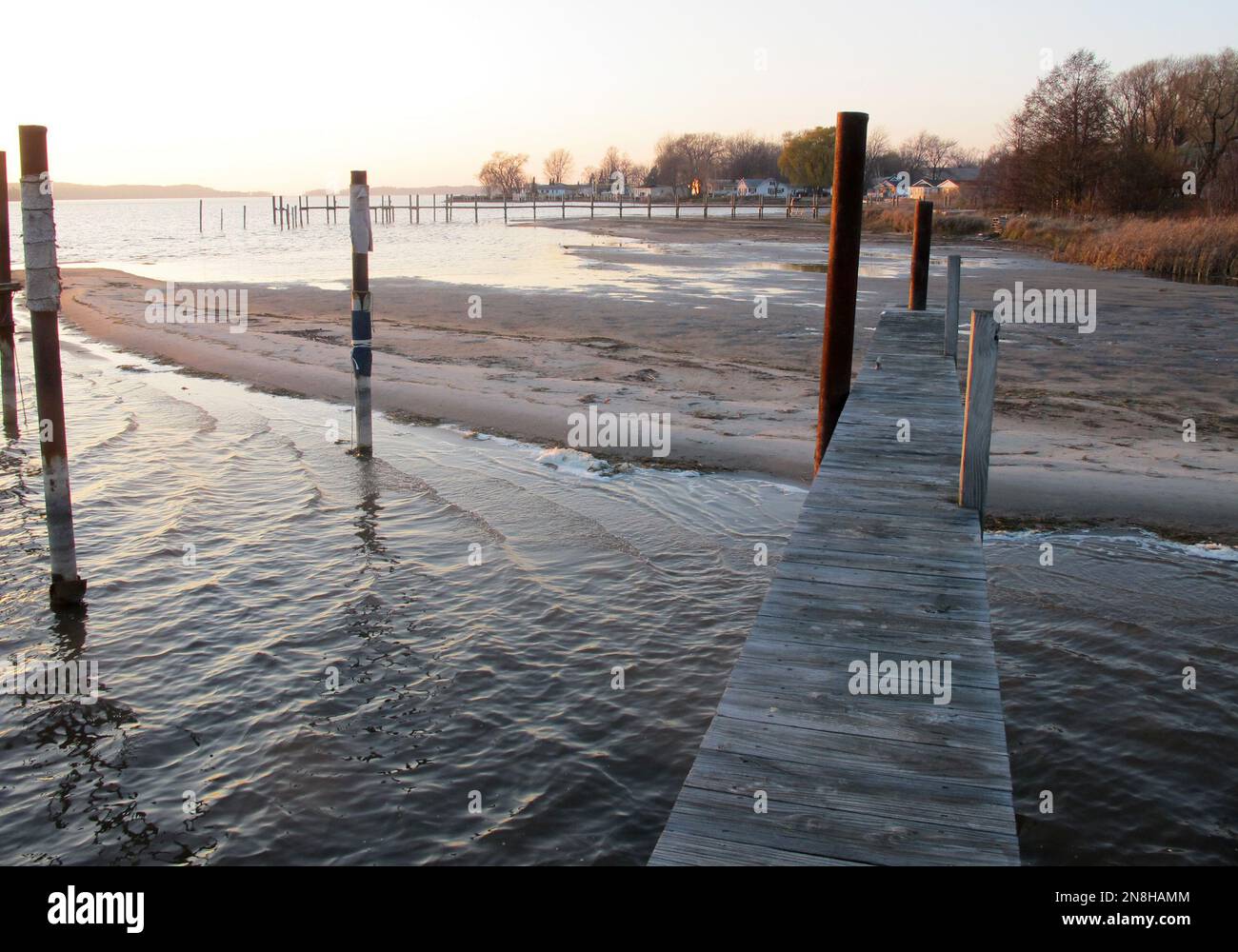 In this Nov. 16, 2012 photo, a sand bar is exposed by low water on ...