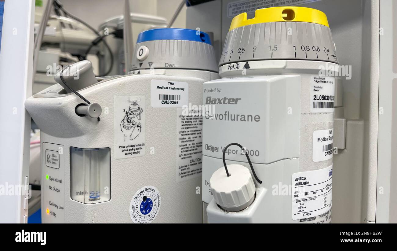 Anesthesia Machine in the Operating room with oxygen Stock Photo - Alamy