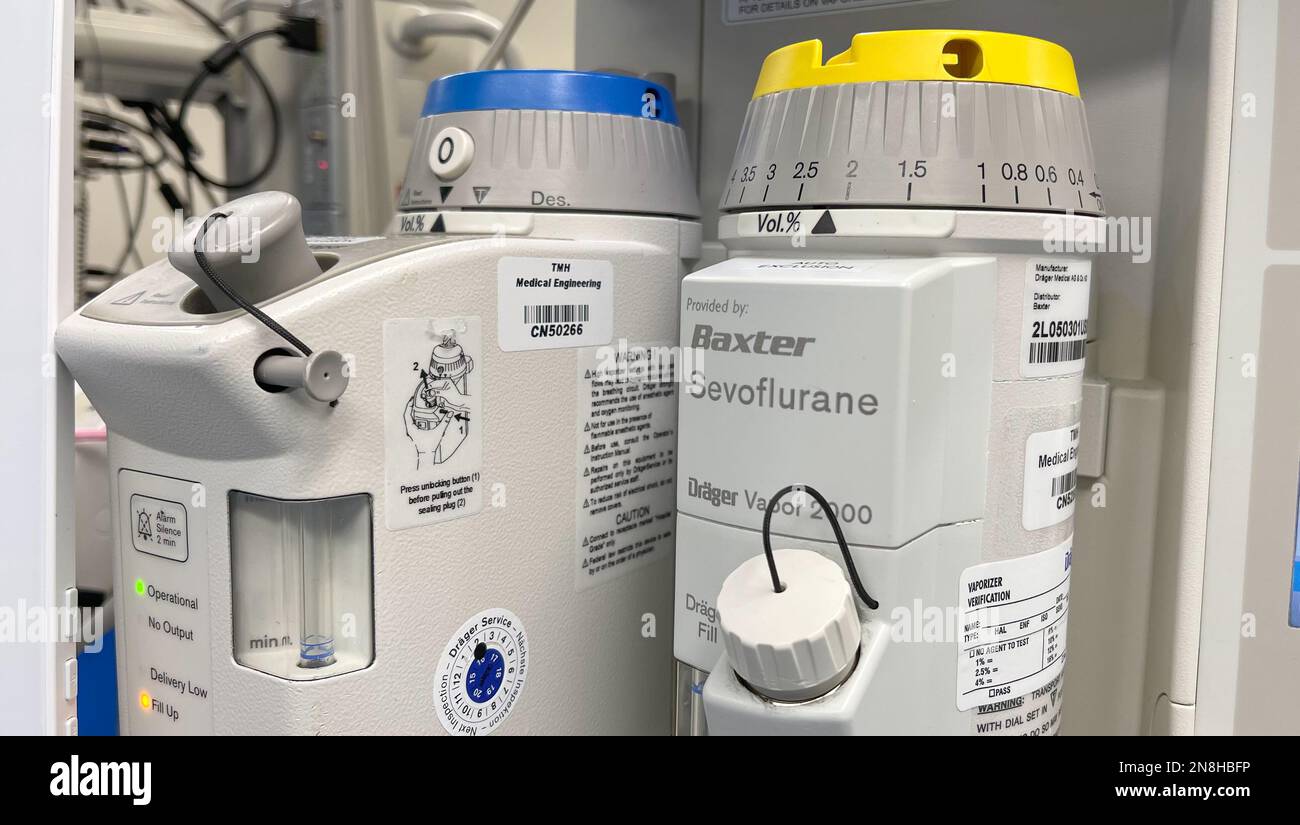 Anesthesia Machine in the Operating room with oxygen Stock Photo - Alamy