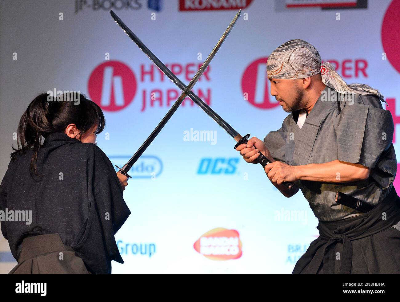 Japanese performers on stage at the Hyper Japan exhibition at Earl's ...