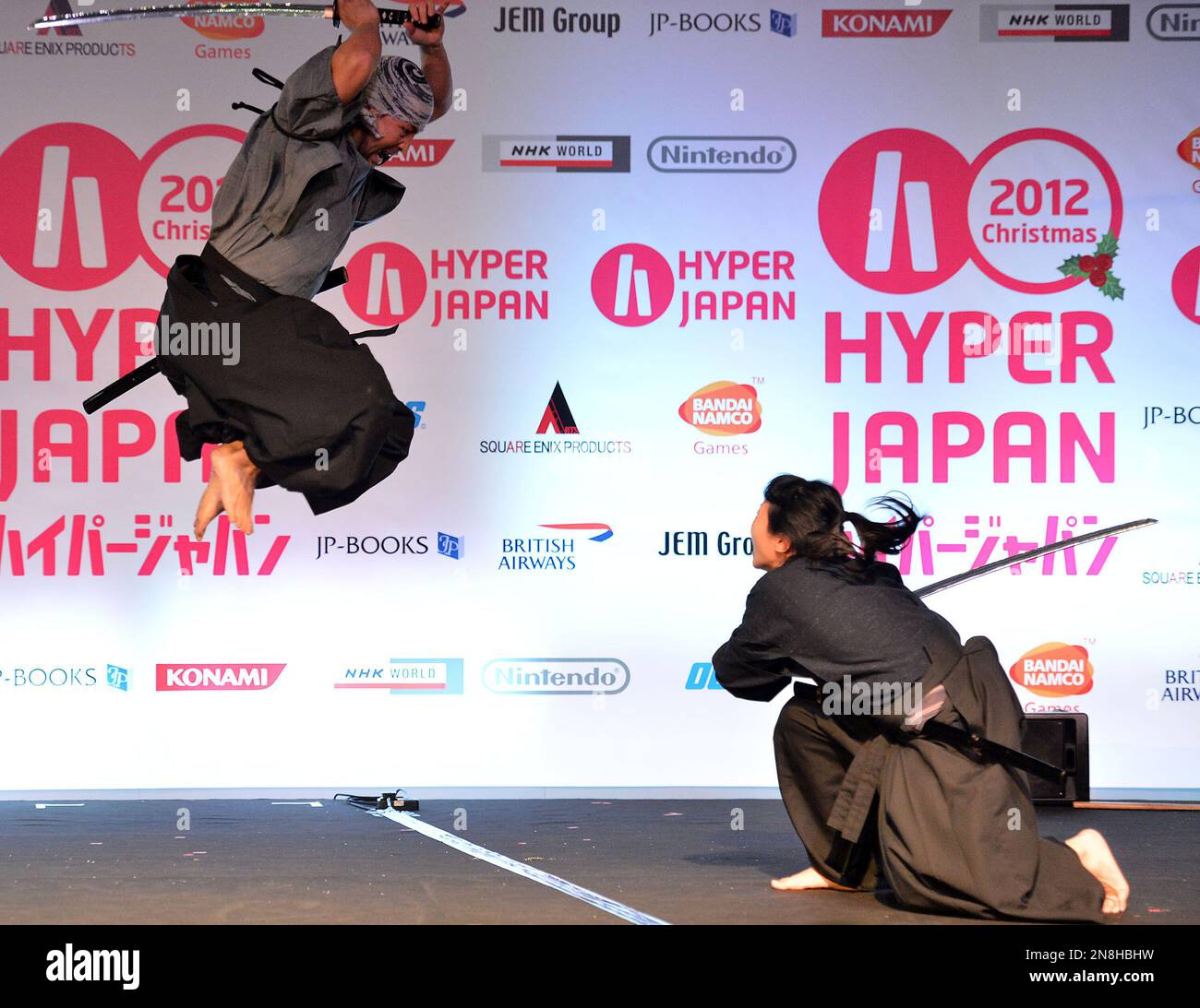 Japanese performers on stage at the Hyper Japan exhibition at Earl's ...