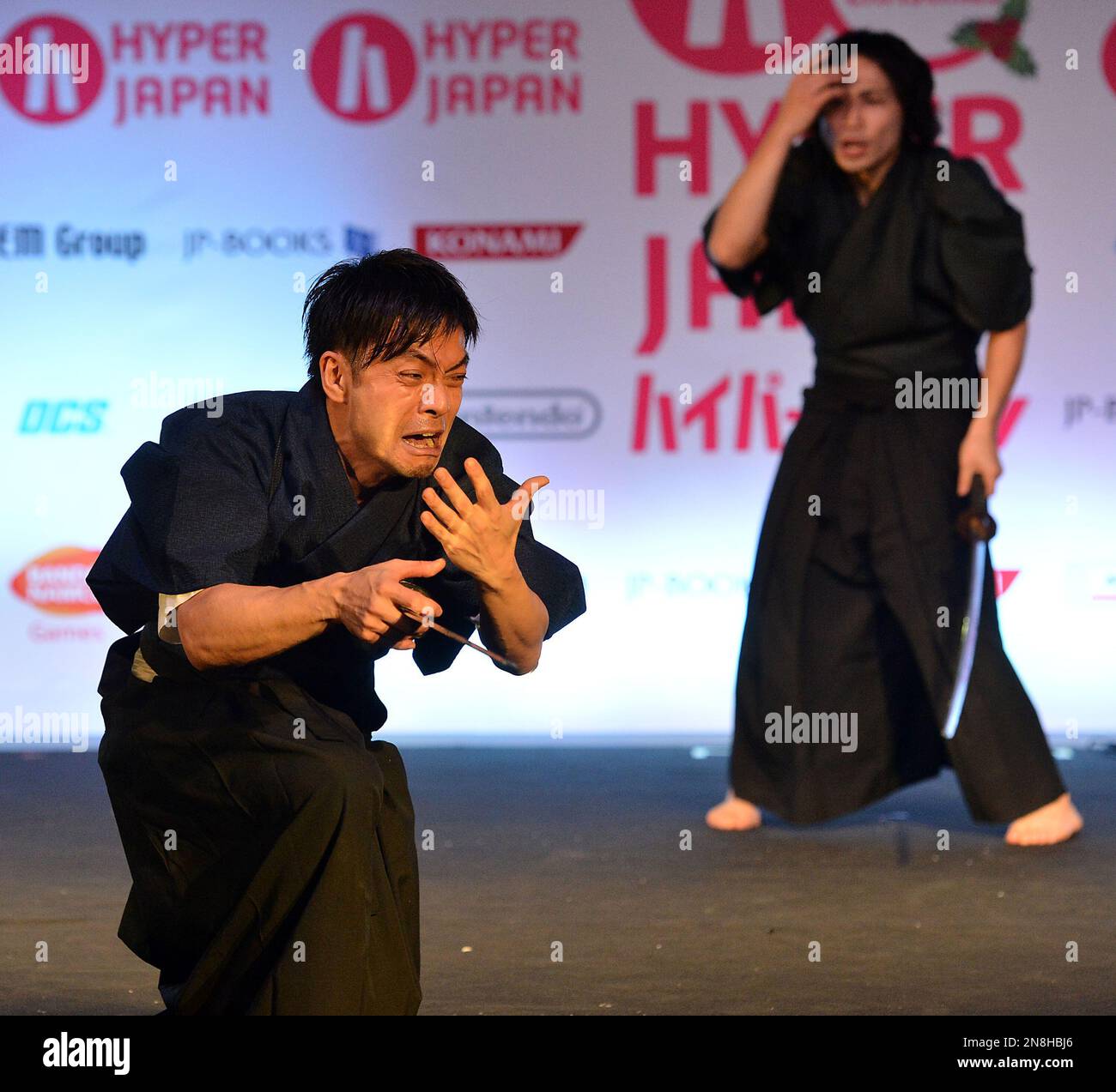 Japanese performers on stage at the Hyper Japan exhibition at Earl's ...