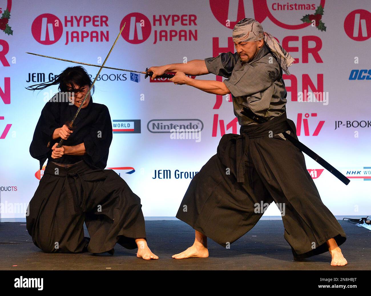 Japanese performers on stage at the Hyper Japan exhibition at Earl's ...