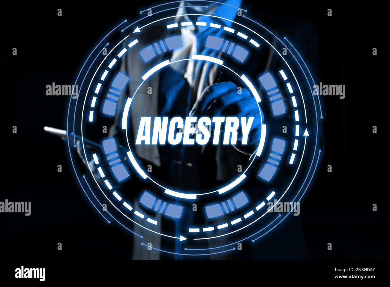 Text sign showing Ancestry. Word Written on the history or ...