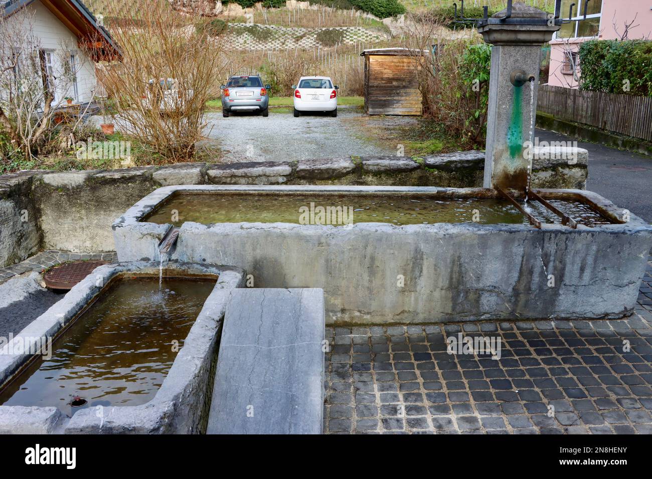 Old water basins in the village of Ollon, Switzerland Stock Photo - Alamy
