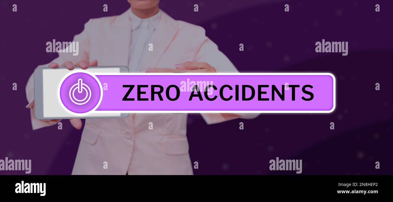 Hand writing sign Zero Accidents. Business overview important strategy ...