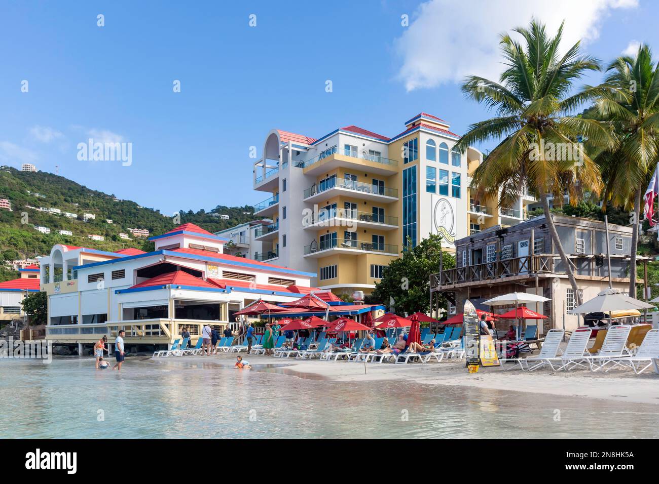 Beach resort view, Cane Garden Bay, Tortola, The British Virgin Islands ...