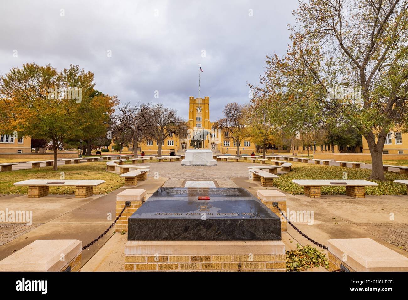 Overcast view of the campus of New Mexico Military Institute at USA ...