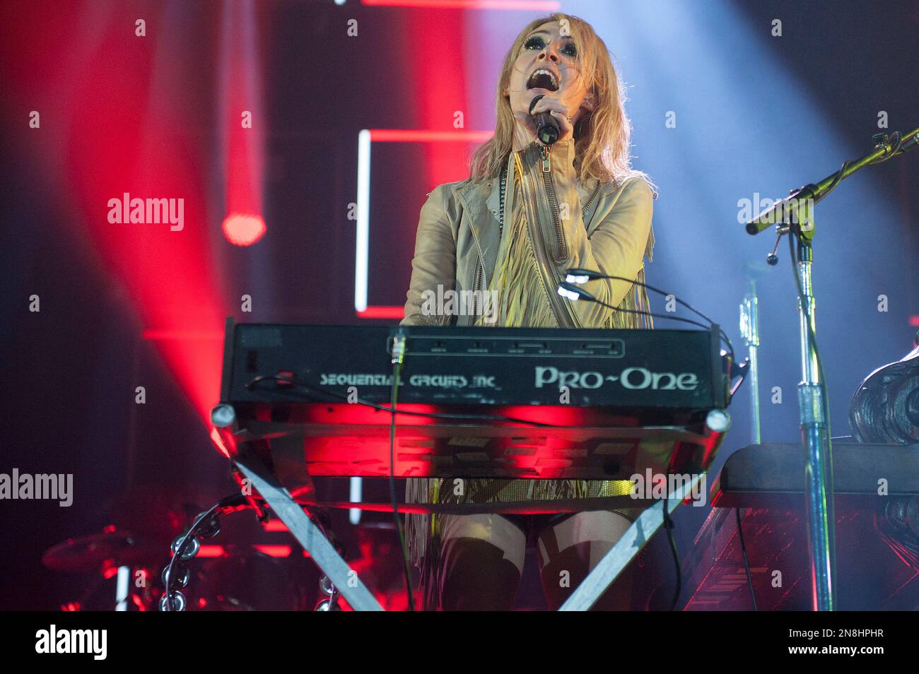 Singer Emily Haines of Metric performs at the Air Canada Centre on ...