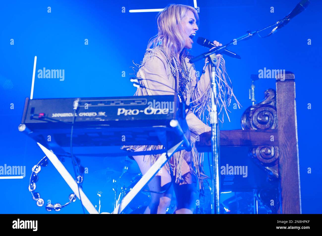 Singer Emily Haines of Metric performs at the Air Canada Centre on ...