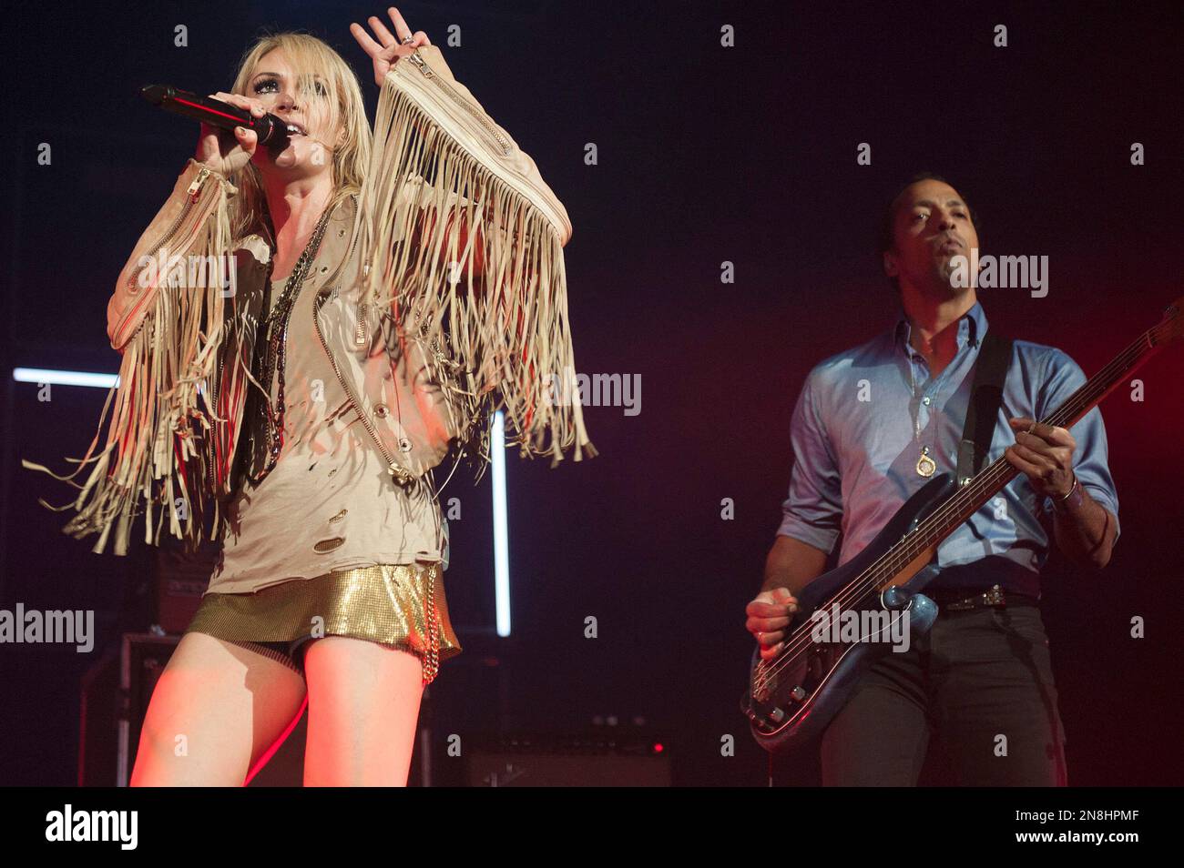 Singer Emily Haines and bassist Joshua Winstead of Metric perform at ...