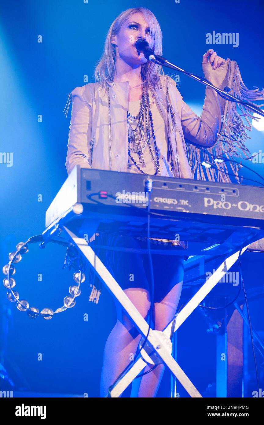 Singer Emily Haines of Metric performs at the Air Canada Centre on ...