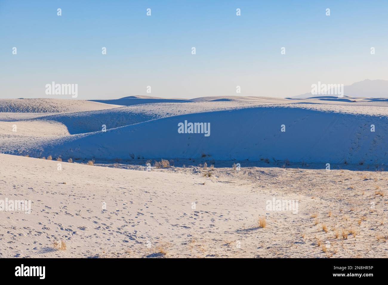 Sunny view of the landscape of White Sands National Park at New Mexico ...