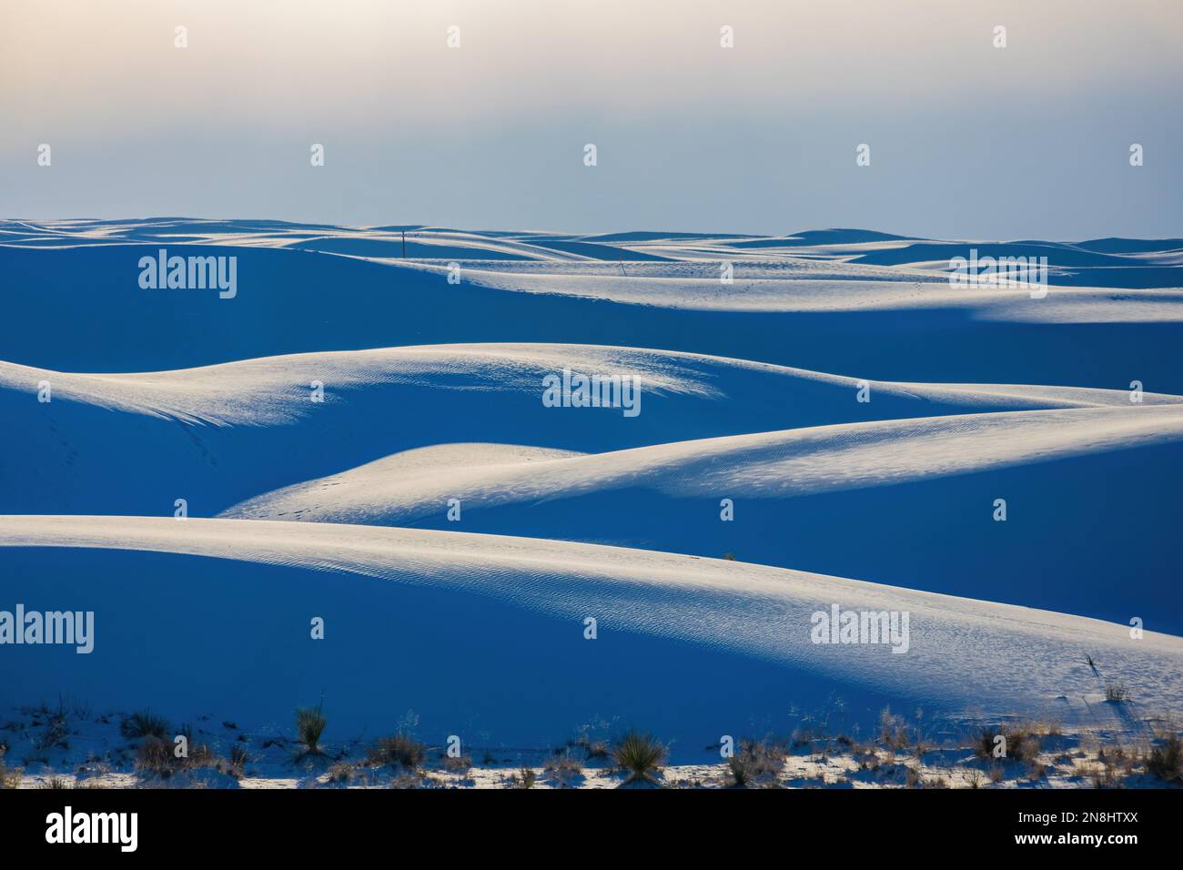 Sunny view of the landscape of White Sands National Park at New Mexico ...
