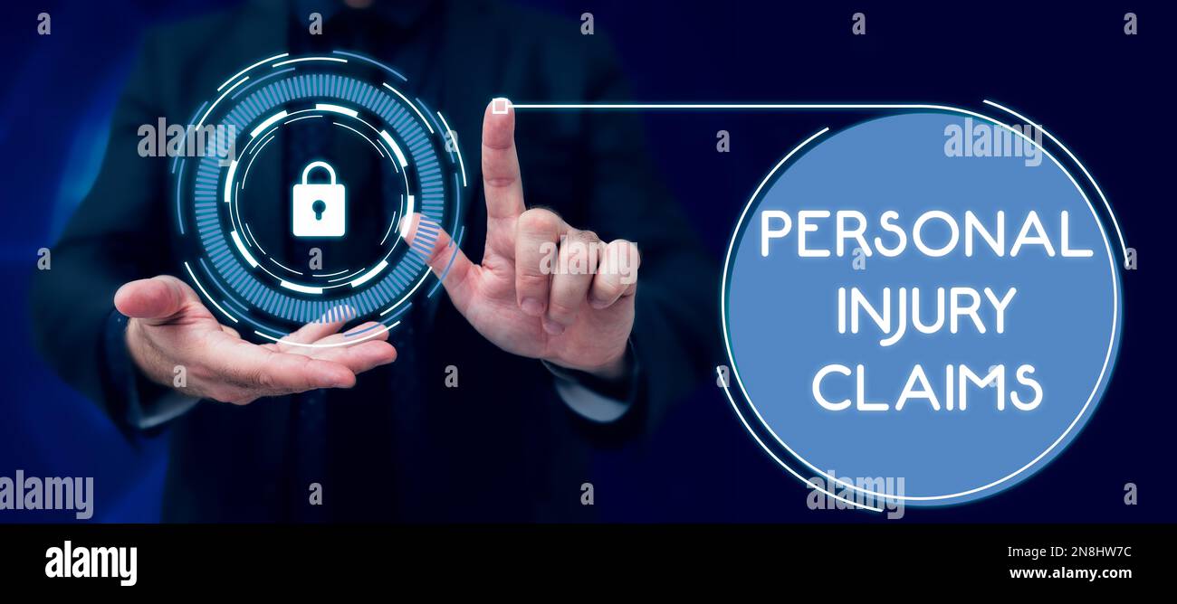 Sign displaying Personal Injury Claims. Internet Concept being hurt or ...