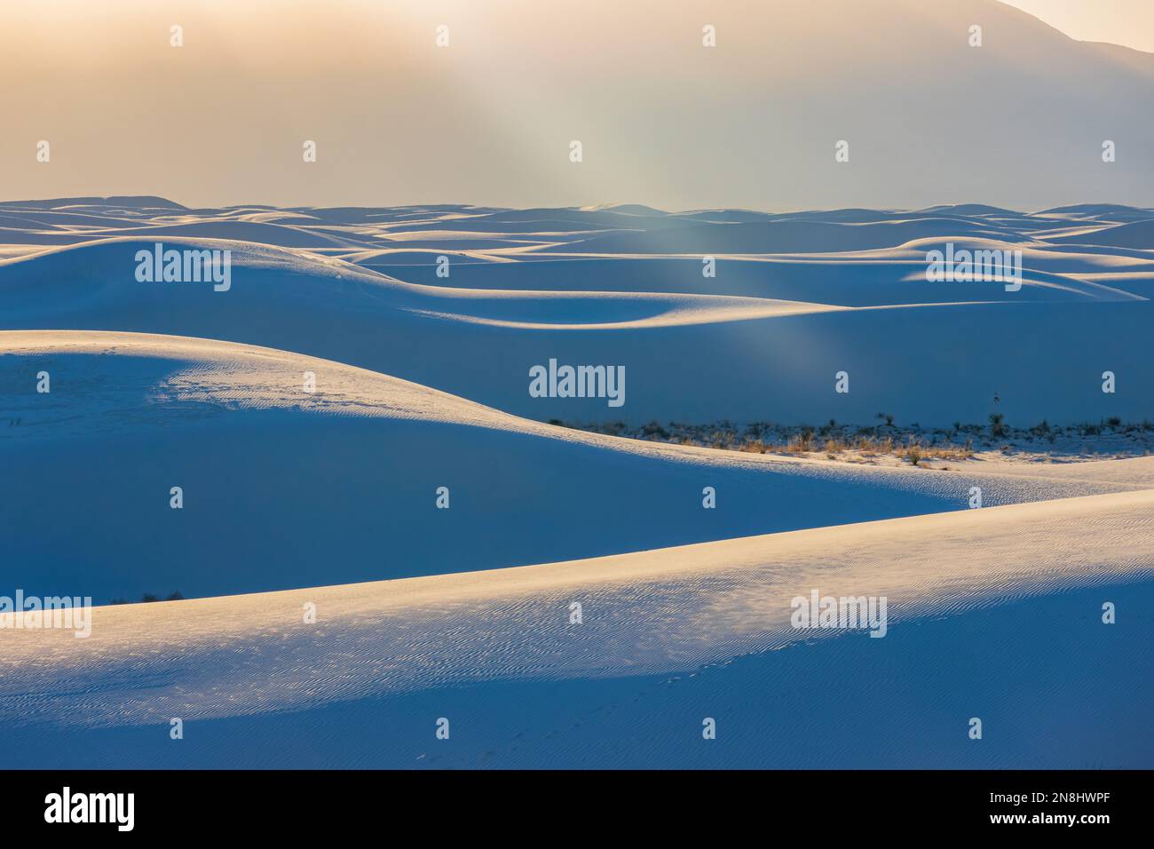 Sunny view of the landscape of White Sands National Park at New Mexico ...