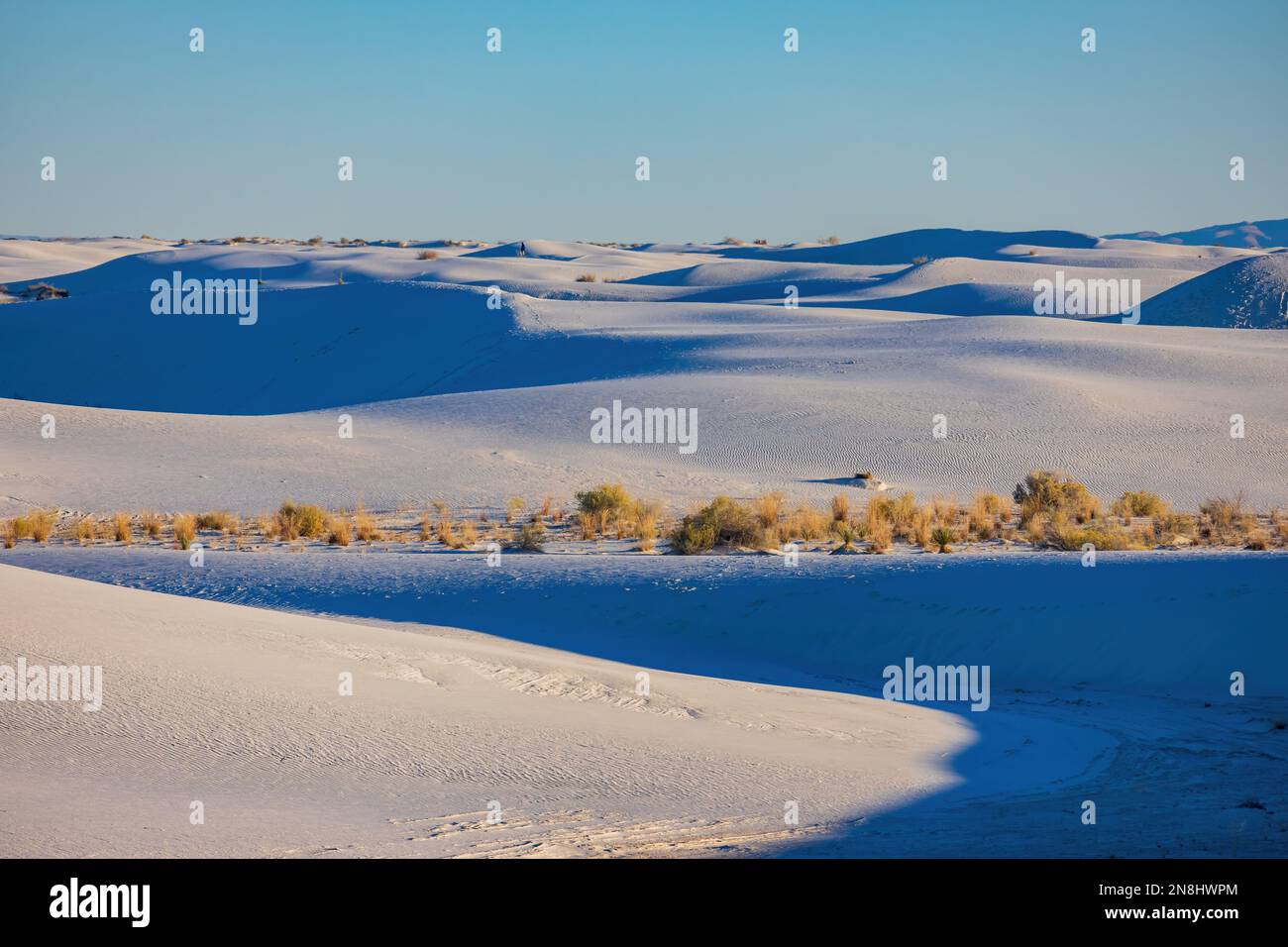 Sunny view of the landscape of White Sands National Park at New Mexico ...