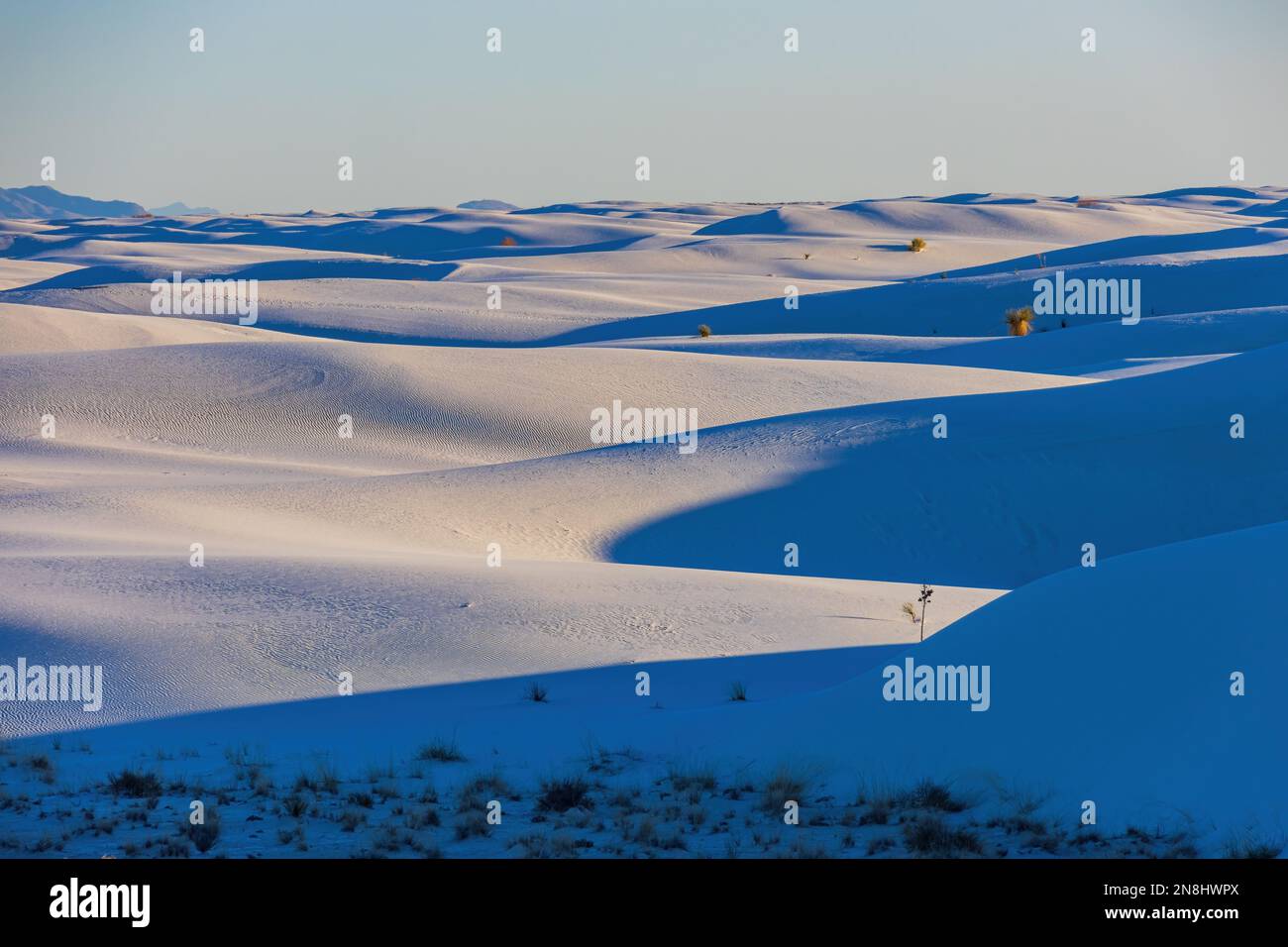 Sunny view of the landscape of White Sands National Park at New Mexico ...