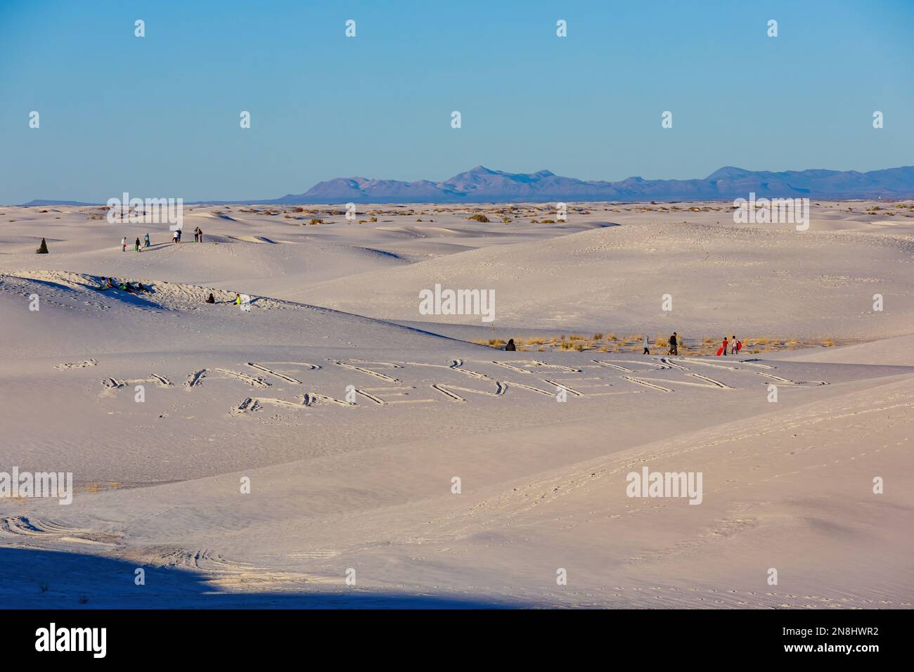 Sunny view of the landscape of White Sands National Park at New Mexico ...