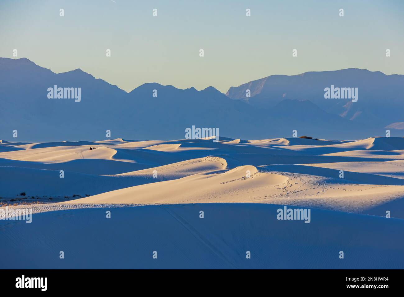 Sunny view of the landscape of White Sands National Park at New Mexico ...