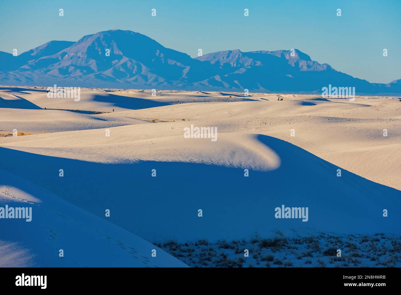 Sunny view of the landscape of White Sands National Park at New Mexico ...