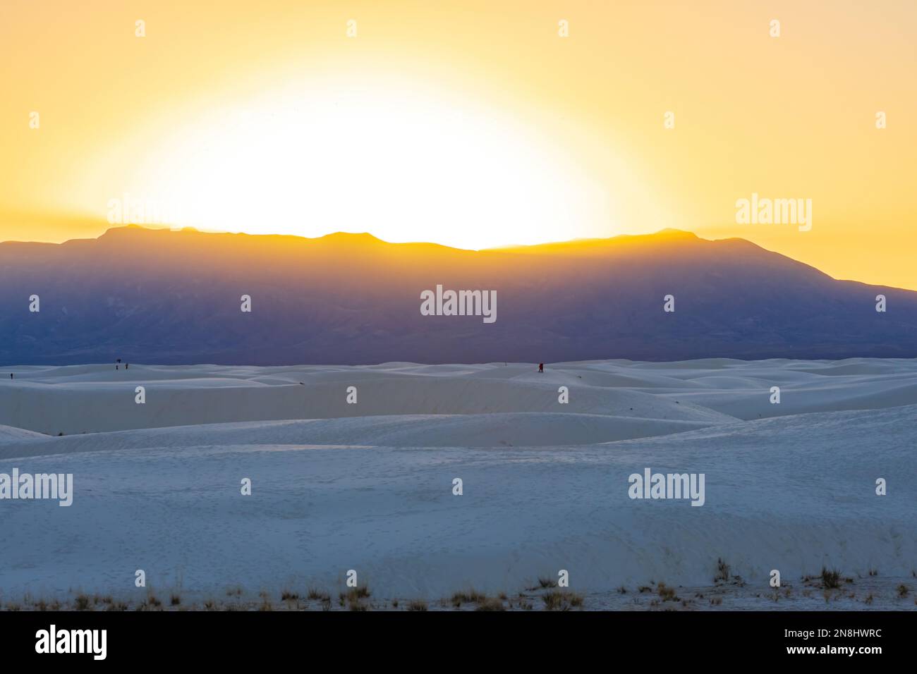 Sunny view of the landscape of White Sands National Park at New Mexico ...