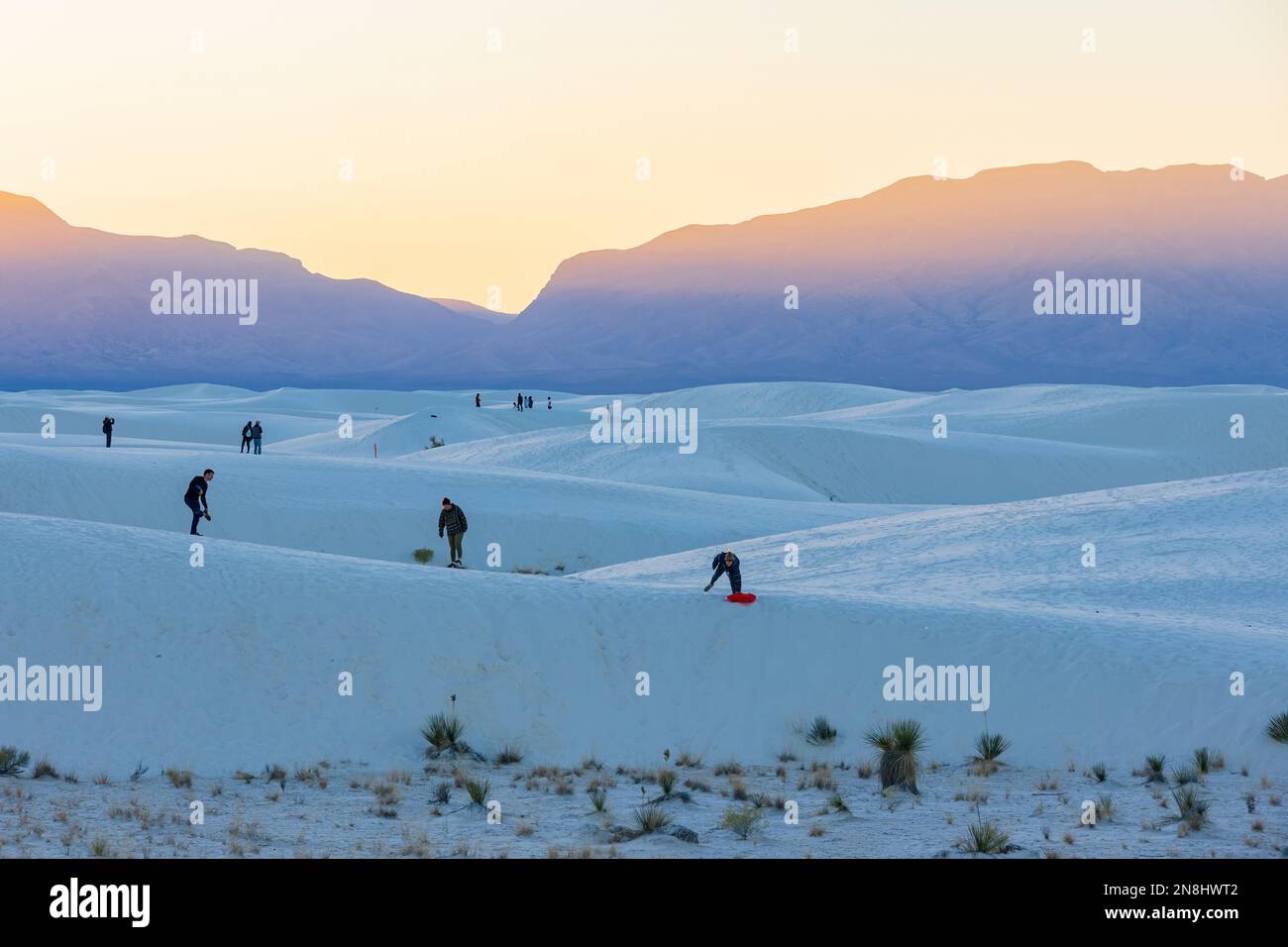 Sunny view of the landscape of White Sands National Park at New Mexico ...
