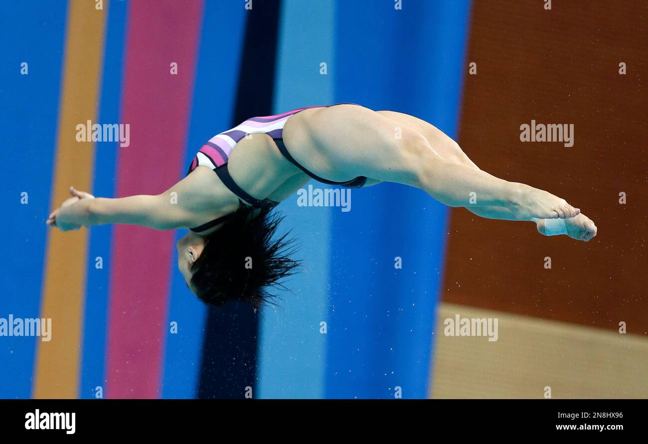Ying Wei of China dives to win the silver medal during the women's 3 ...