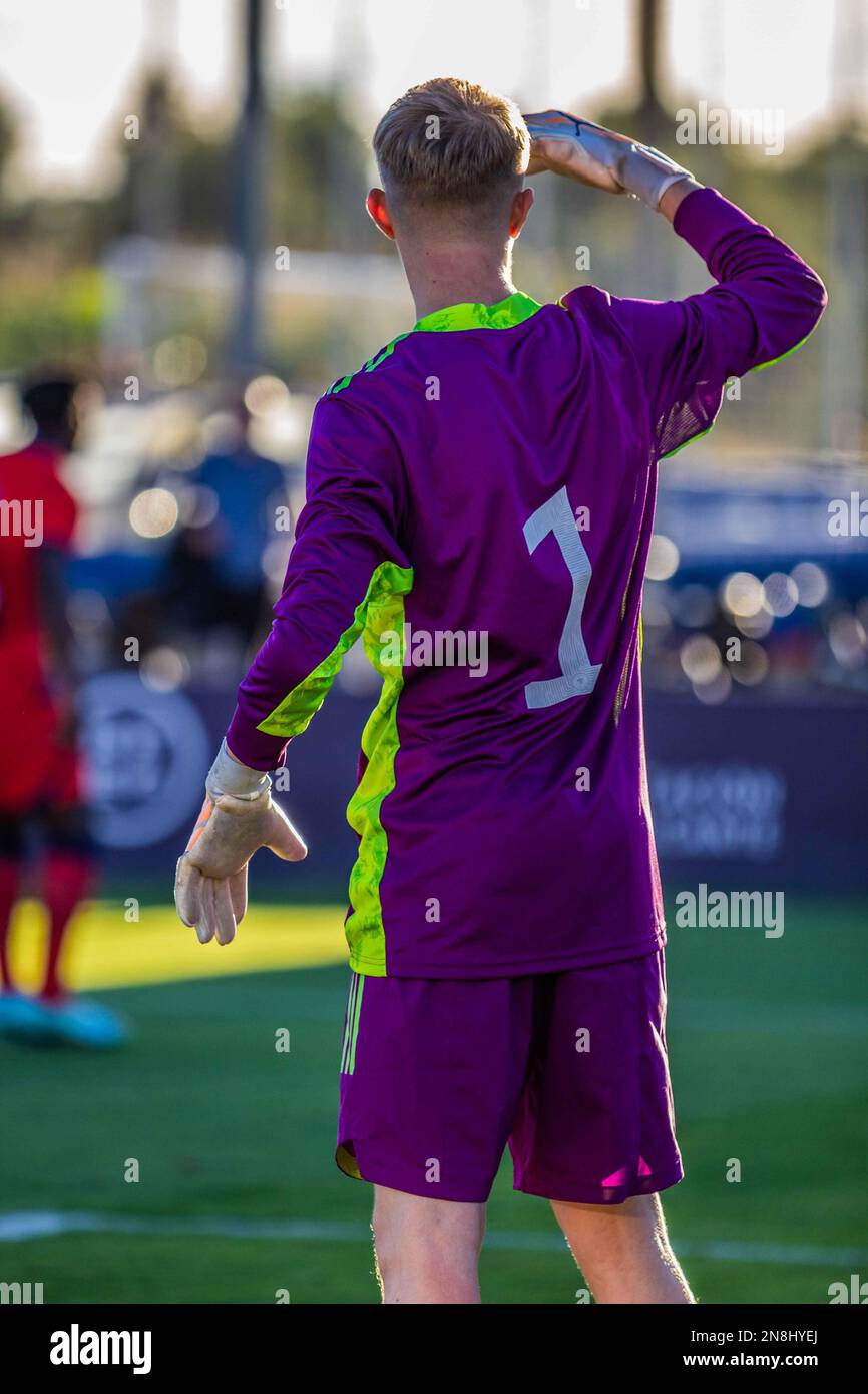 A back view of a young goalkeeper in a field Stock Photo - Alamy