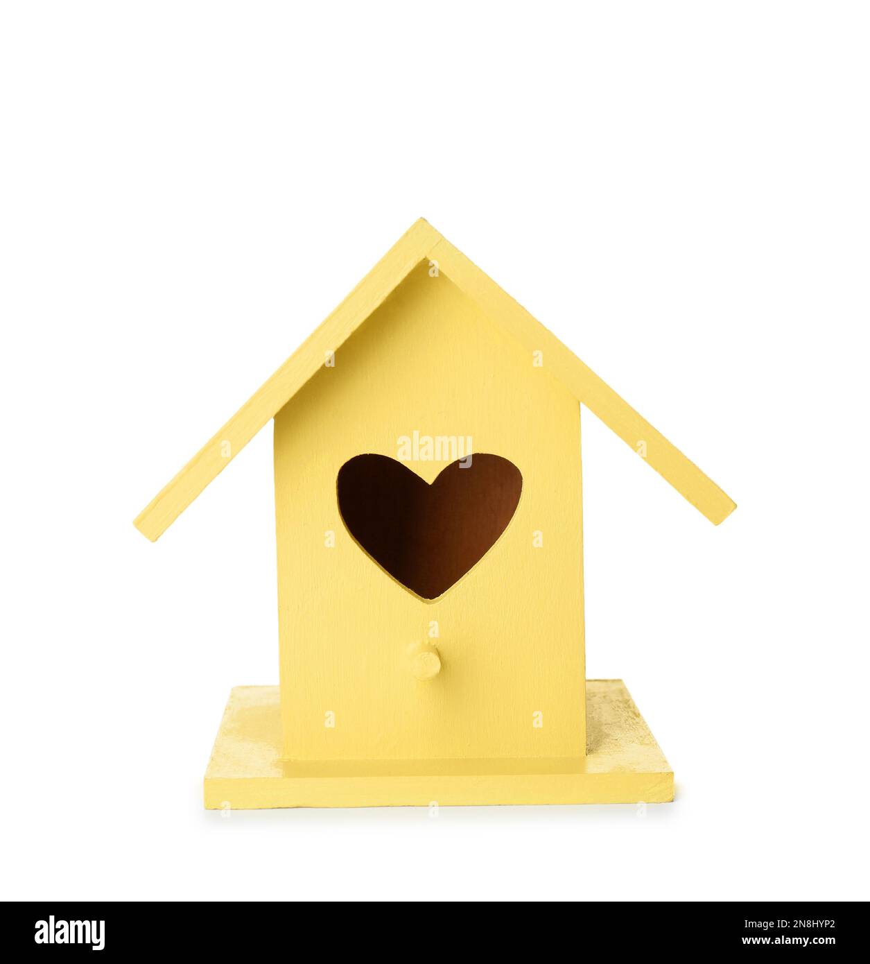 Beautiful bird house with heart shaped hole isolated on white Stock ...