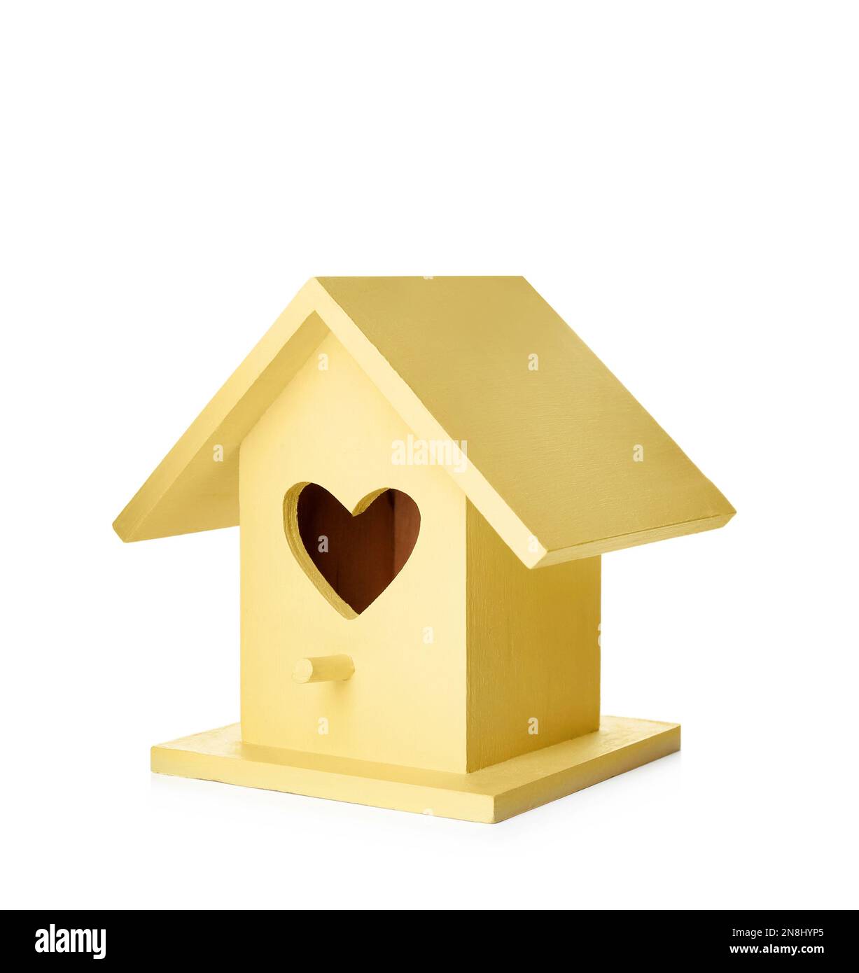 Beautiful bird house with heart shaped hole isolated on white Stock ...