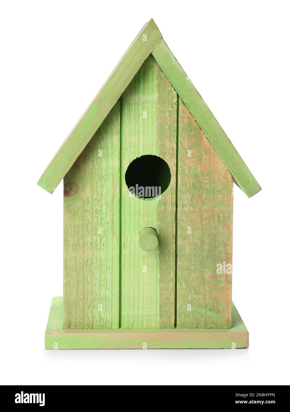 Beautiful green wooden bird box isolated on white Stock Photo - Alamy