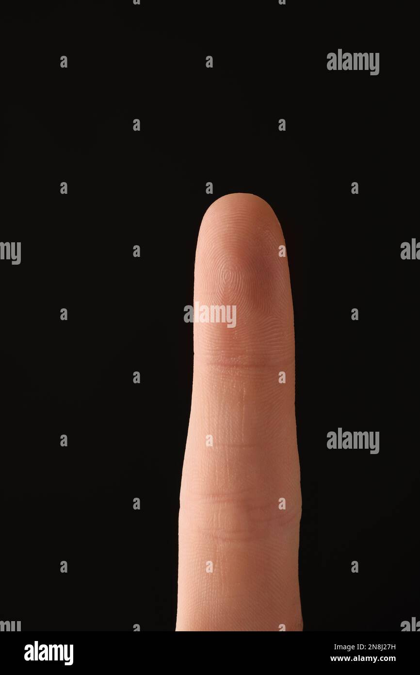 Man scanning fingerprint on black background, closeup Stock Photo - Alamy
