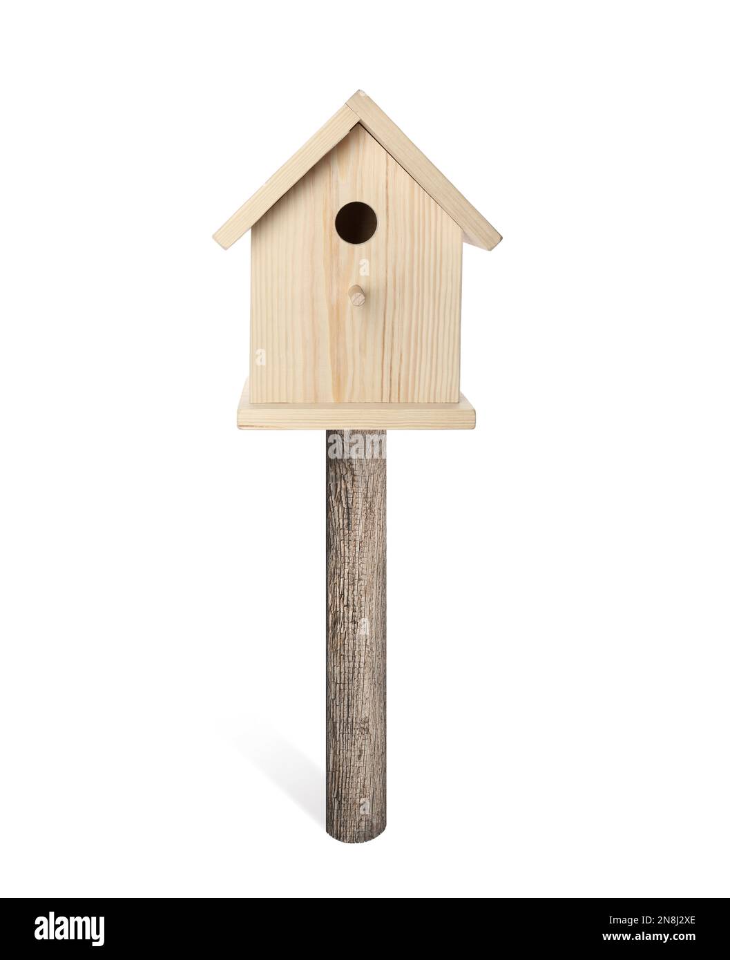 Beautiful wooden bird box isolated on white Stock Photo - Alamy