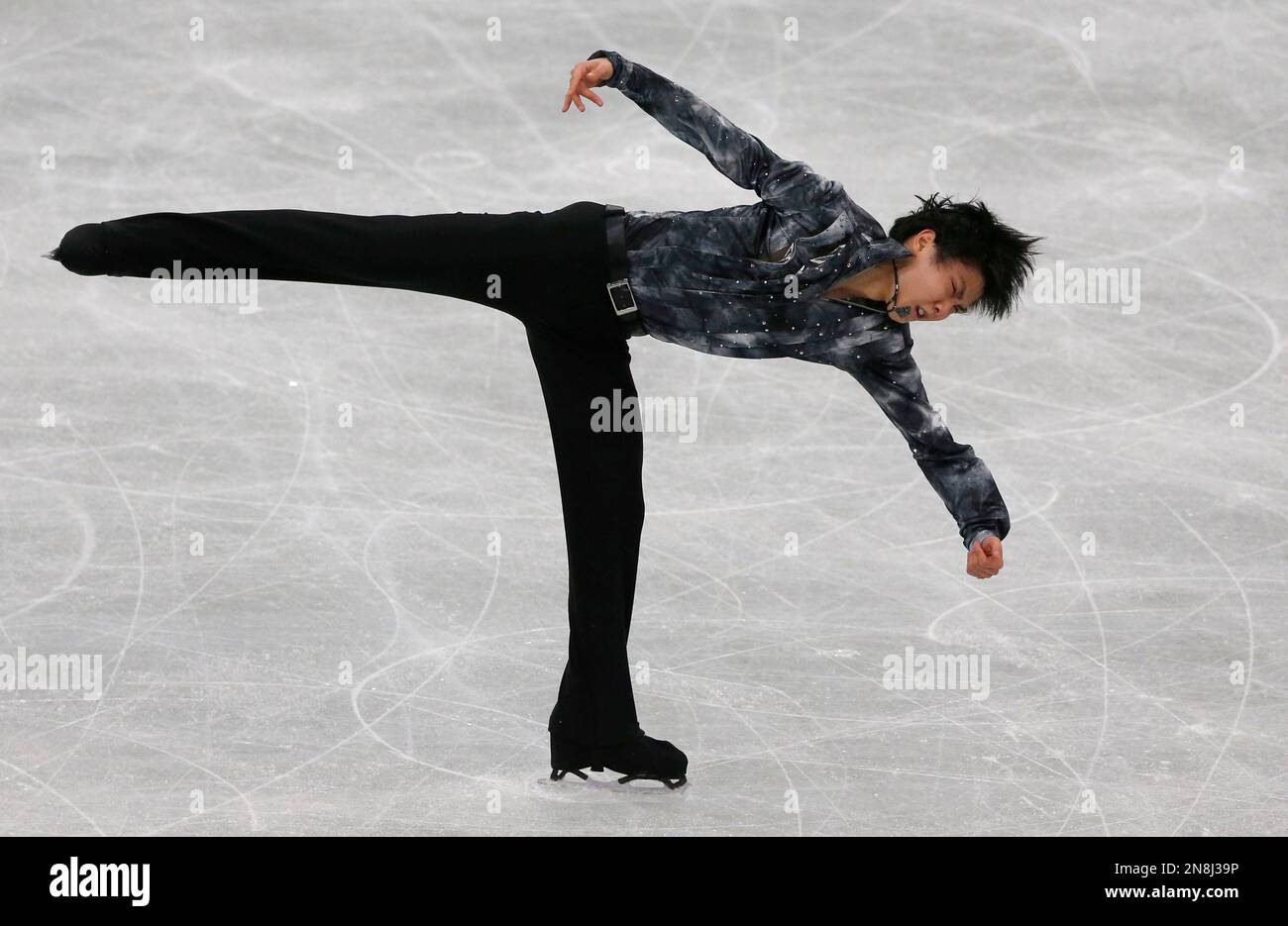 Yuzuru Hanyu of Japan performs during men's short program at the ISU ...