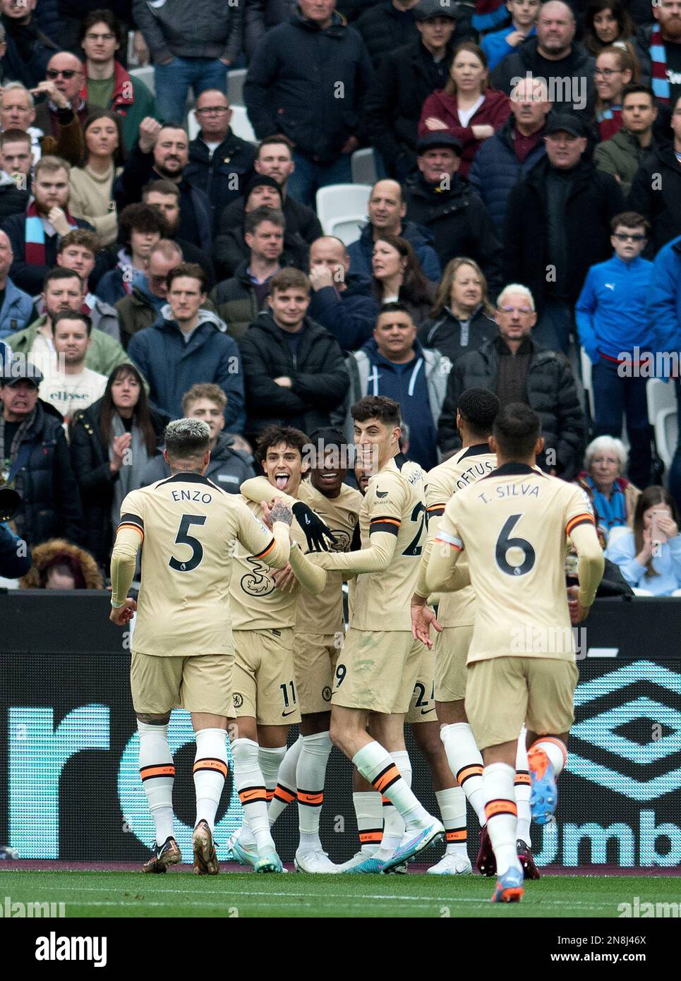 London, UK. 11th Feb, 2023. Joao Felix of Chelsea (11) celebrates after ...