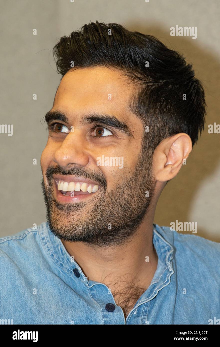 Portrait of British actor Sacha Dhawan, attending the 2017 London Film ...