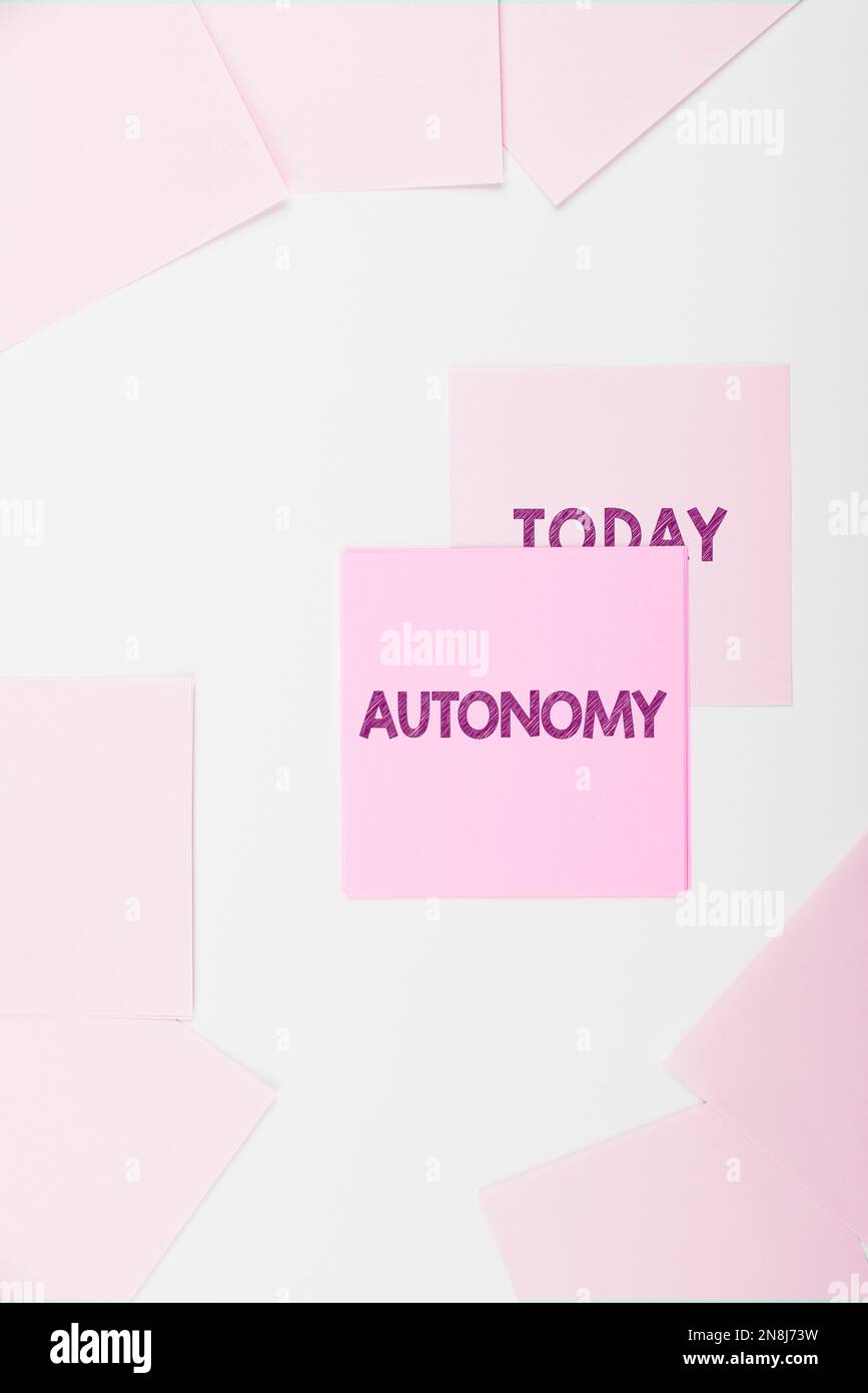 Sign displaying Autonomy. Concept meaning vehicle that can guide itself ...