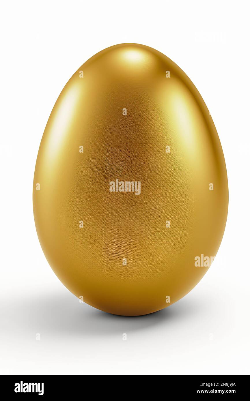 Beautiful shiny golden egg on white background. Perfect golden egg Stock Photo - Alamy