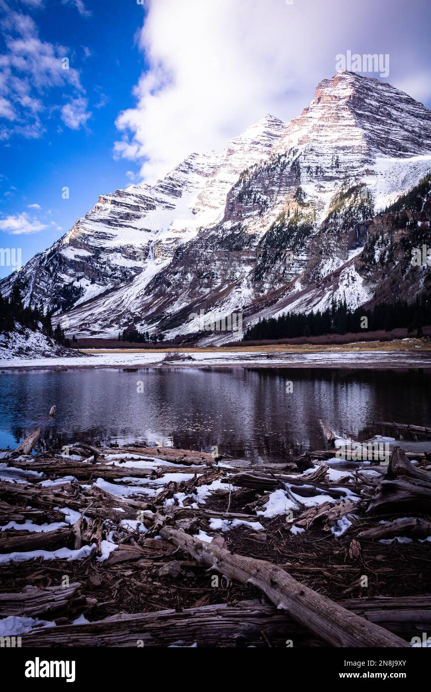 The iconic Colorado destination, Maroon Bells, near Aspen. Photo taken ...