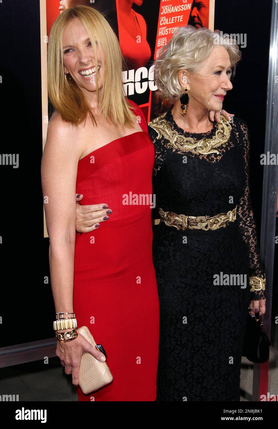 Actress Helen Mirren, right, and Toni Collette attend the LA premiere ...
