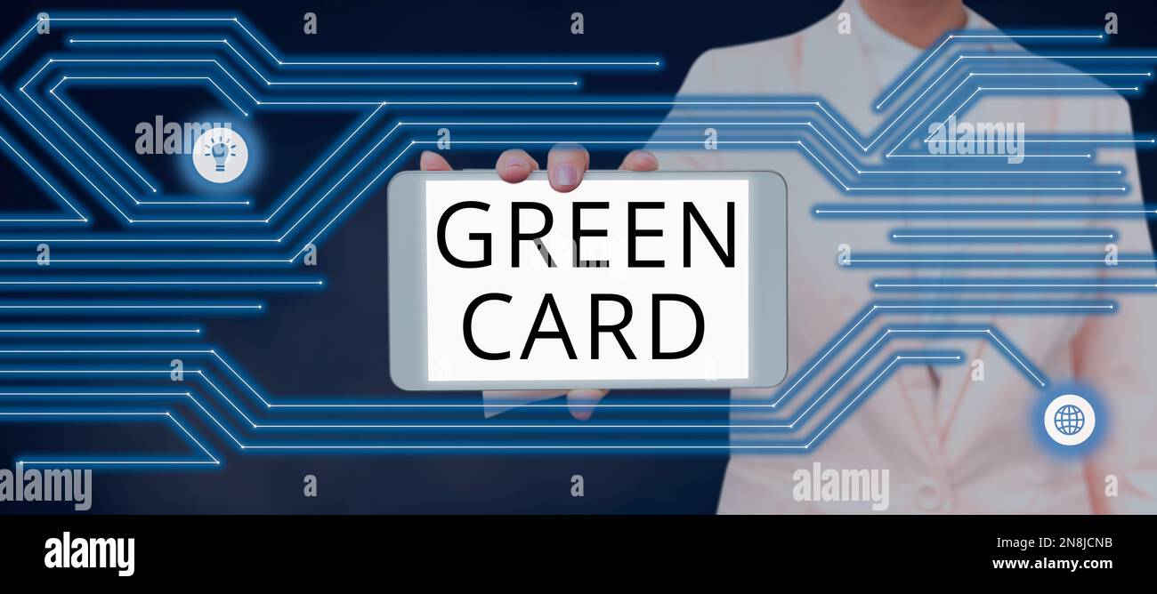 Handwriting text Green Card. Business concept permit allowing a foreign ...