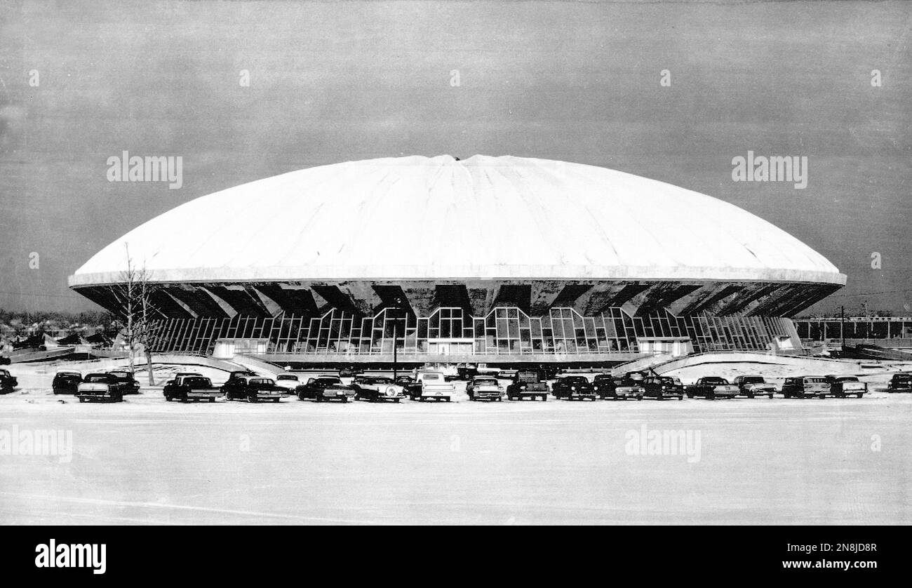 Huge circular convex roof of concrete covers the University of Illinois ...