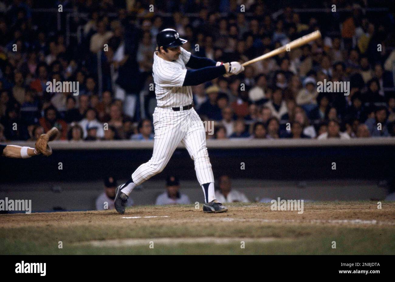 New York Yankees' catcher Thurman Munson is seen at bat in 1977. (AP ...