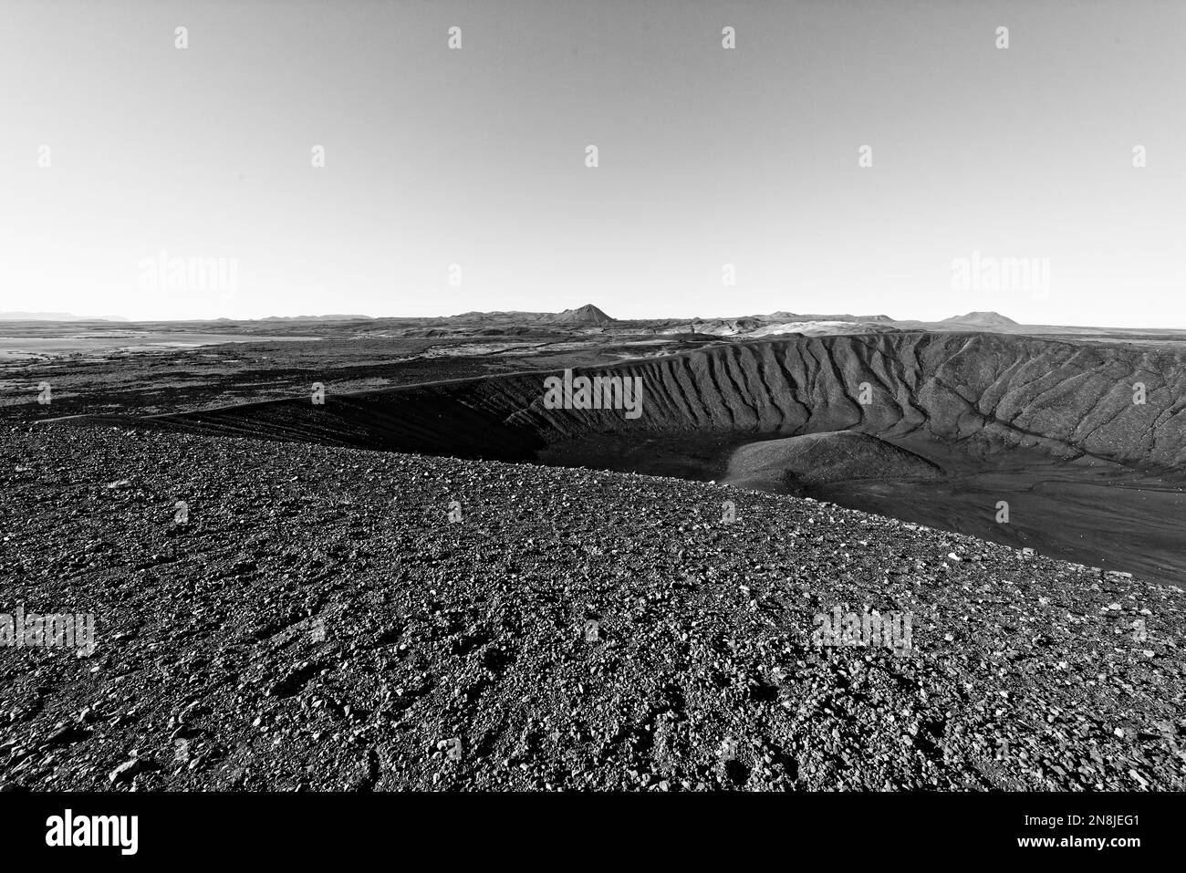 Hverfjall volcanic crater near lake Myvatn in Iceland, one of the ...