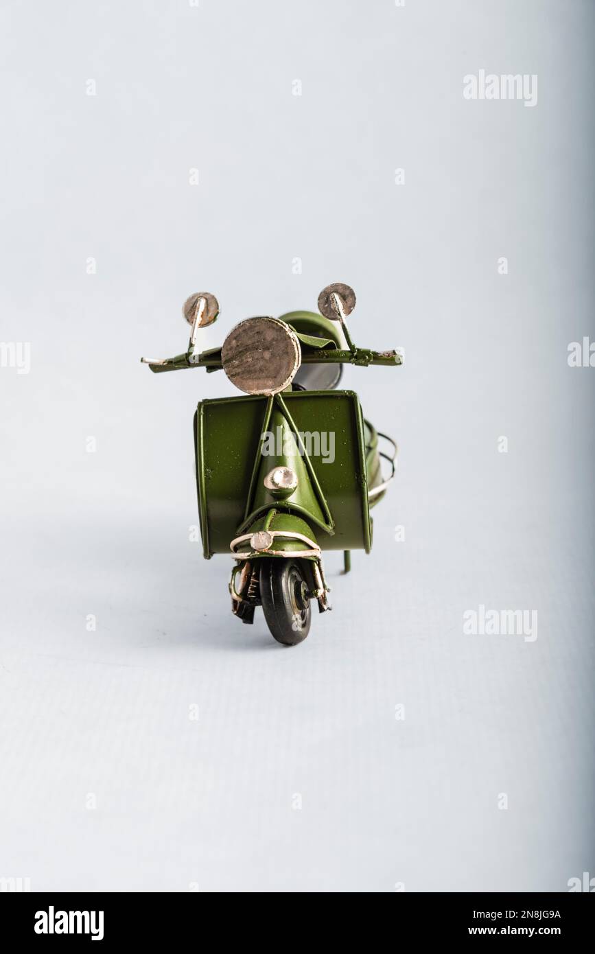 the photograph of a green motorcycle metal vintage collection figures ...