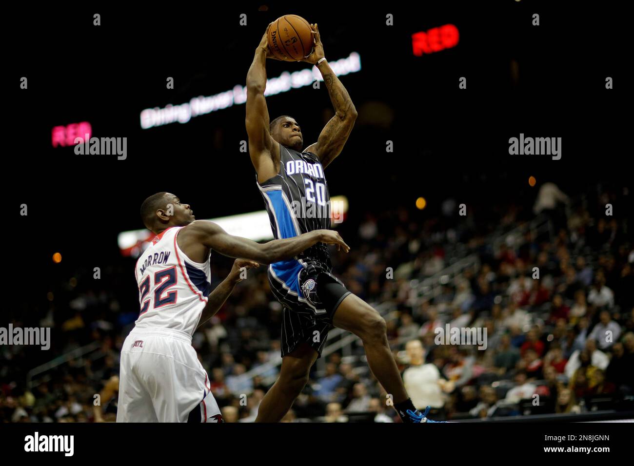 Orlando Magic shooting guard DeQuan Jones (20) puts up a shot against ...
