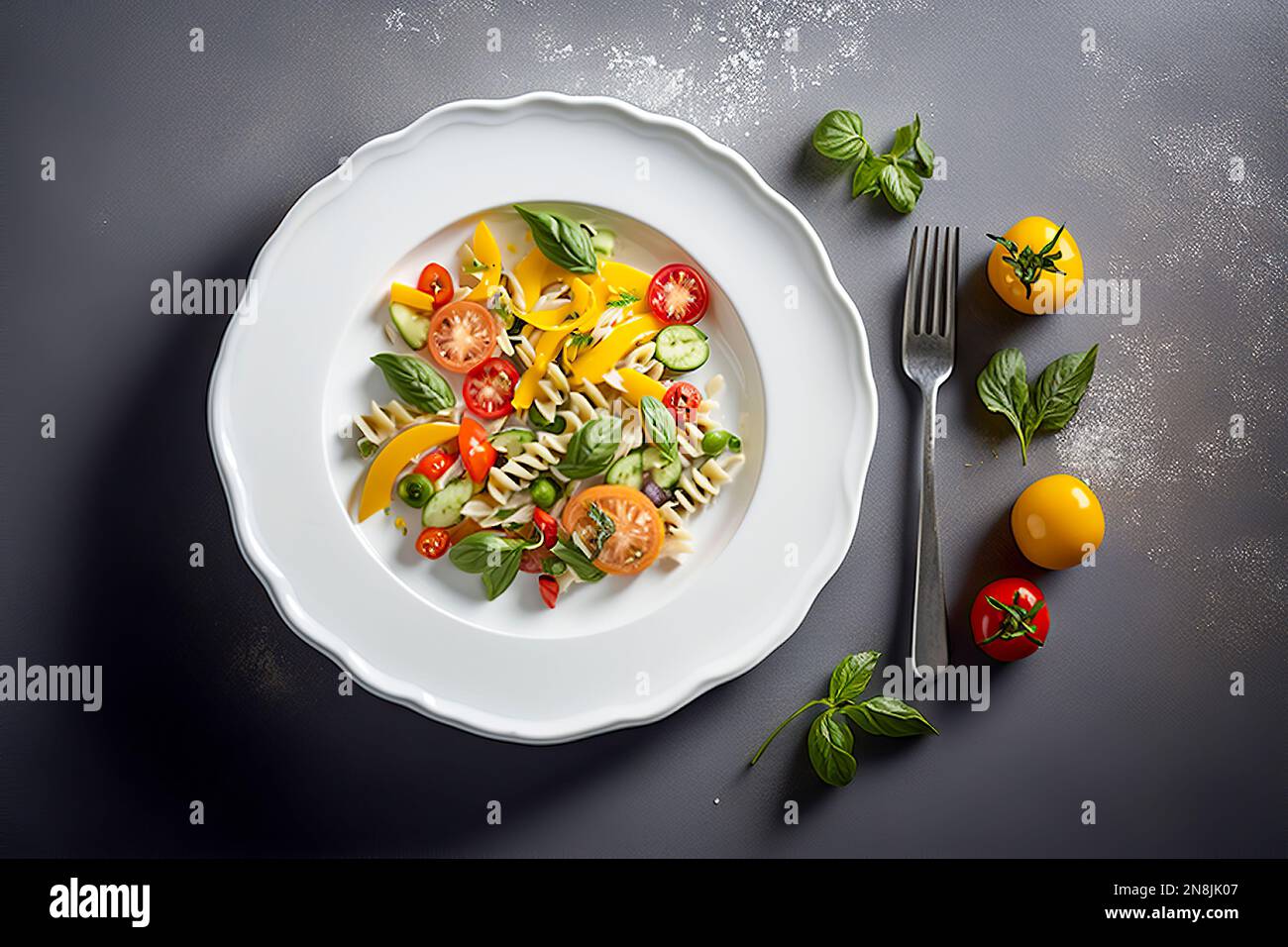 healthy food plate of pasta salad in a restaurant Stock Photo - Alamy