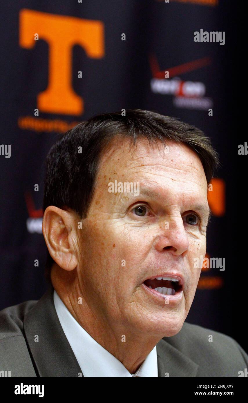 Tennessee athletic director Dave Hart speaks to reporters at a news ...
